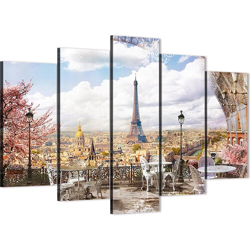 Картина на стену большая / Картина на холсте "Парижские зарисовки / Эйфелева башня" 80х125см М2484-