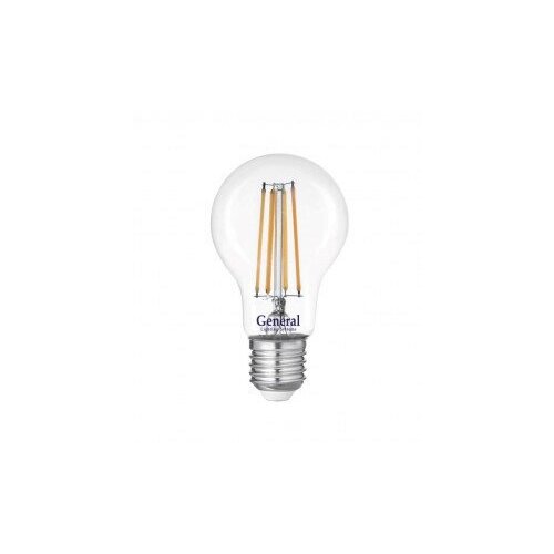 Светодиодная LED лампа General филамент ЛОН A60 E27 17W 2700K 2K 60x105 (нитевидная) празрачная 660319 (упаковка 10 штук)