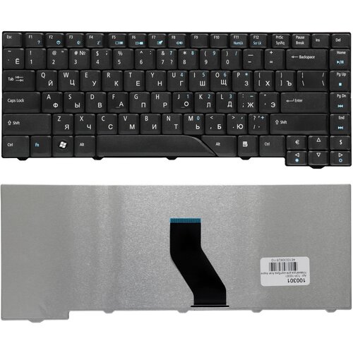 Клавиатура для ноутбука Acer Aspire 4710, 4720, 4220, 4230, 4310, 4520, 4710, 4900 Series. Плоский Enter. Черная, без рамки. PN: V072146AS1