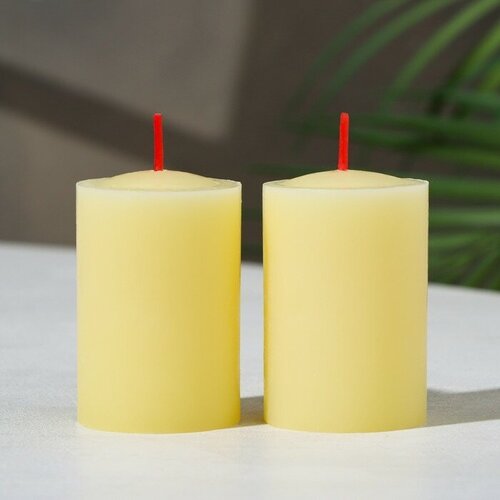--- Набор свечей-столбиков 2 шт, 4х6 см, ваниль