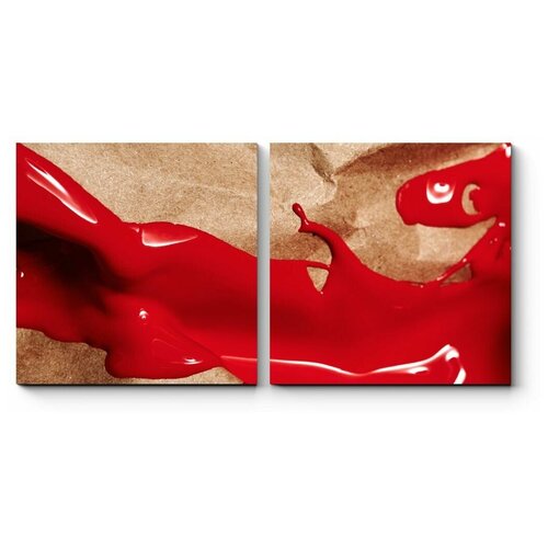 Модульная картина Красный и крафт 140x70