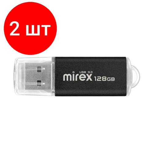 Комплект 2 штук, Флеш-память Mirex USB 3.0 UNIT BLACK 128Gb (13600-FM3UB128 )