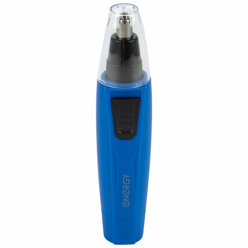 Триммер для носа и ушей, прорезиненное покрытие корпуса Soft Touch, питание от батарейки 1*АА, цвет синий
