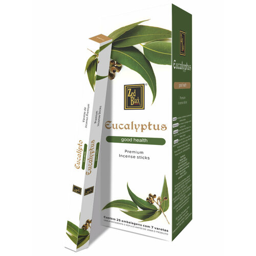 EUCALYPTUS fab series Premium Incense Sticks, Zed Black (эвкалипт премиум благовония палочки, Зед Блэк), уп. 8 палочек.