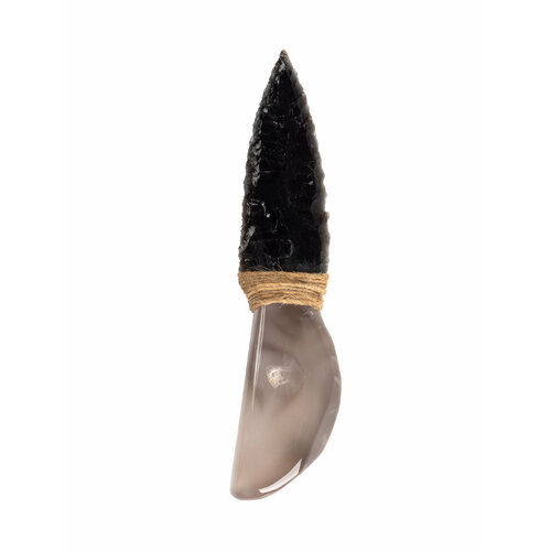 Сувенирный нож Атам из Агата и Обсидиана 16 см, серый