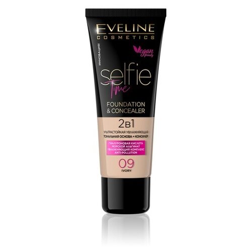 Eveline Cosmetics Тональный крем Selfie Time Foundation & Concealer, 30 мл/30 г, оттенок: 09 ivory