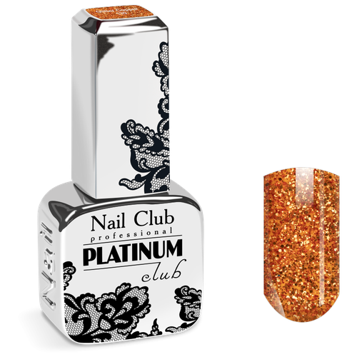 Nail Club professional Эмалевый гель-лак для ногтей с липким слоем PLATINUM CLUB 139 Glitter Copper, 13 мл.