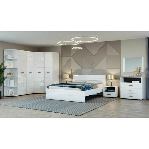 Комплект спальной мебели GLOSS 2 с кроватью 160х200 см, Белый глянец