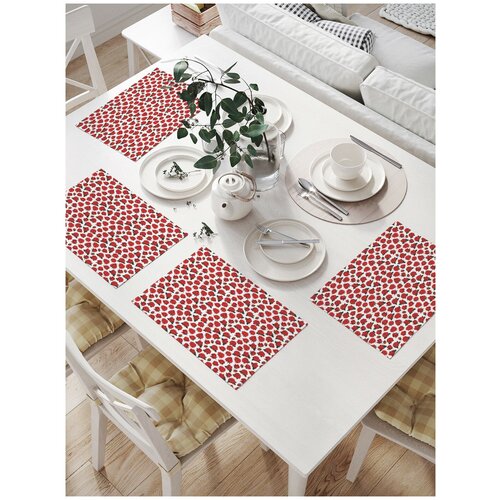 Салфетки на стол для сервировки прямоугольные, плейсмат JoyArty "Множество роз", 32x46 см, в комплекте 4шт.