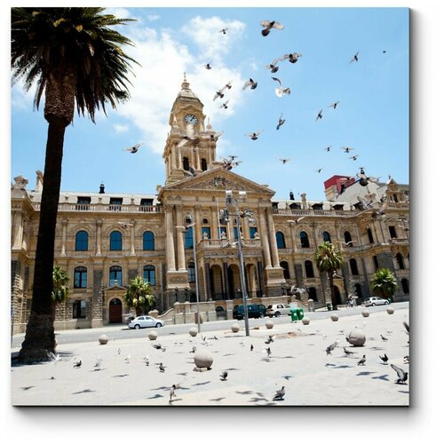 Модульная картина Летящие голуби над площадью Кейптауна 80x80