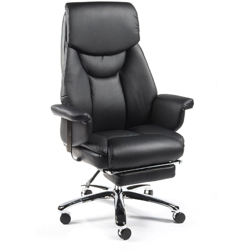 Компьютерное кресло для руководителя Norden Парламент / (black) сталь + хром / черная кожа