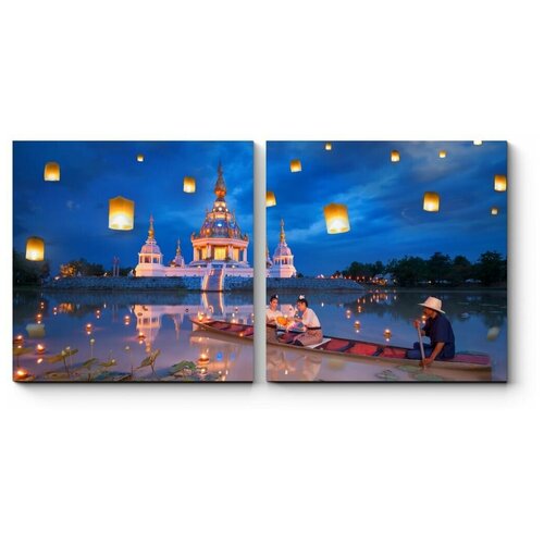 Модульная картина Фестиваль плавающих фонариков, Тайланд110x55