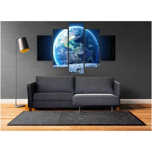 Модульная картина для интерьера вид земли с луны 140x80 см