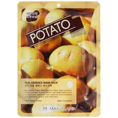 MAY ISLAND тканевая маска Real Essence Potato с экстрактом картофеля, 28 г, 25 мл