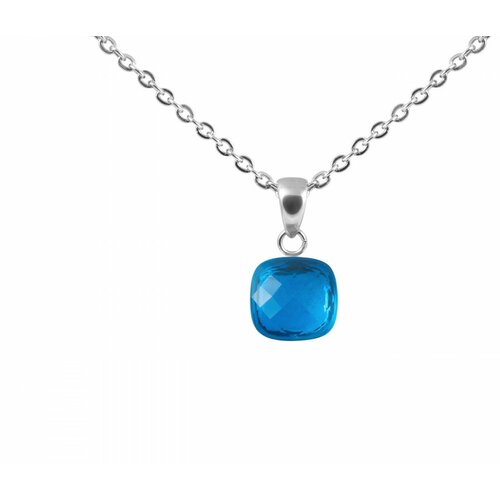 Колье Qudo, кристалл, длина 48 см, голубой, серый
