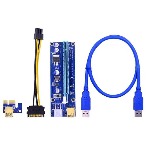 Райзер для видеокарты USB 3.0 ver 006С / Riser PCI-E 1x to 16х 6pin VER 006C USB 3.0
