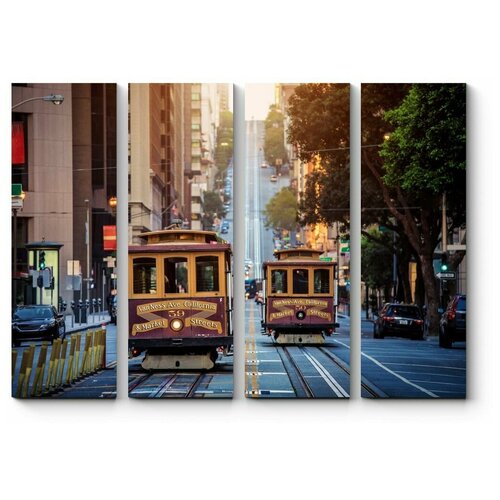 Модульная картина Два старинных трамвая по улицам Сан-Франциско160x120