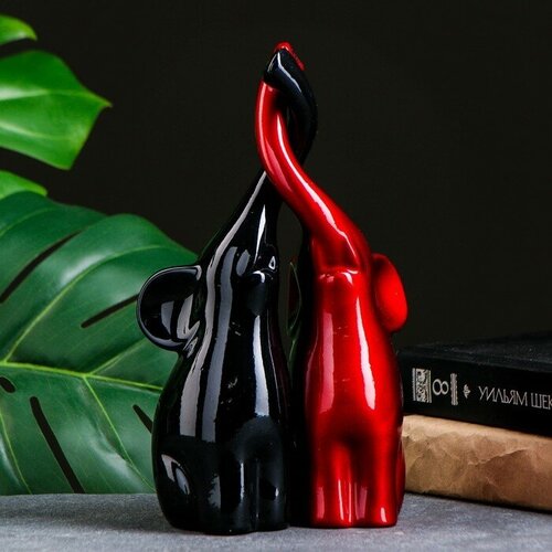 Хорошие сувениры Фигура "Пара слонов" чёрный/бордовый, 16х8х25см