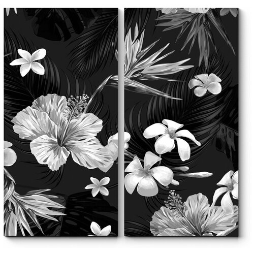 Модульная картина Черно-белый цветочный узор 40x40
