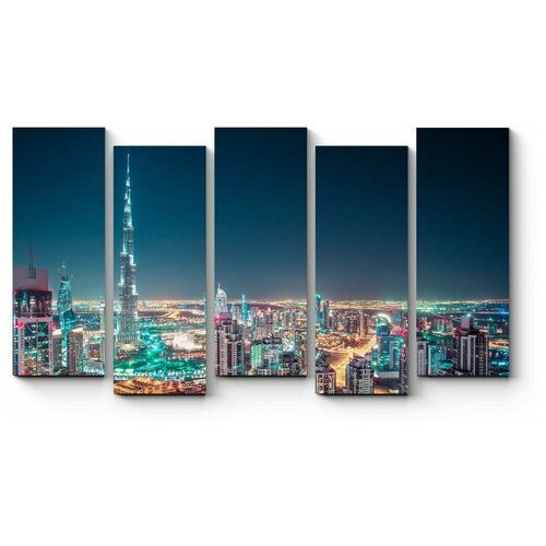 Модульная картина Сияющие огни Дубая 110x64
