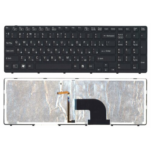 Клавиатура для ноутбука Sony SVE1511C1R черная с подсветкой