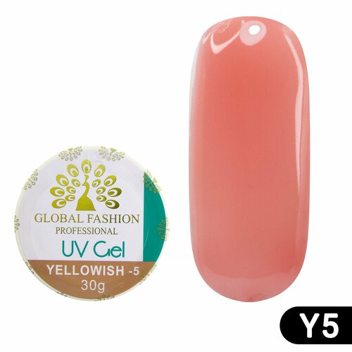 Global Fashion Камуфлирующий гель для наращивания и моделирования ногтей Yellowish-5, 30 гр