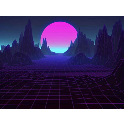 Плакат, постер на холсте Synthwave/Синтвейв/искусство/арт/абстракция/творчество. Размер 21 х 30 см