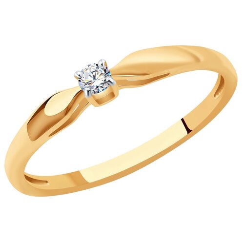 Кольцо помолвочное SOKOLOV, красное золото, 585 проба, бриллиант, размер 15, золотой, красный
