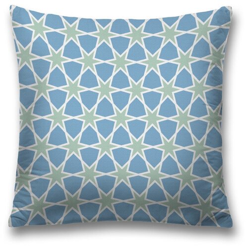 Чехол для подушки JoyArty Узоры со звездами (sl_17024), 45x45 см, голубой/зеленый