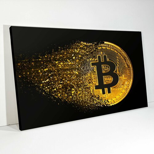 Картина биткоин - икона майнера на холсте 50х70см