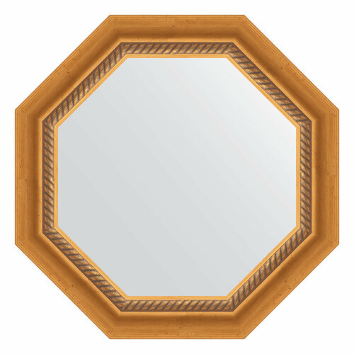 Зеркало настенное Octagon EVOFORM в багетной раме состаренное золото с плетением, 53,2х53,2 см, для гостиной, прихожей и ванной комнаты, BY 3751