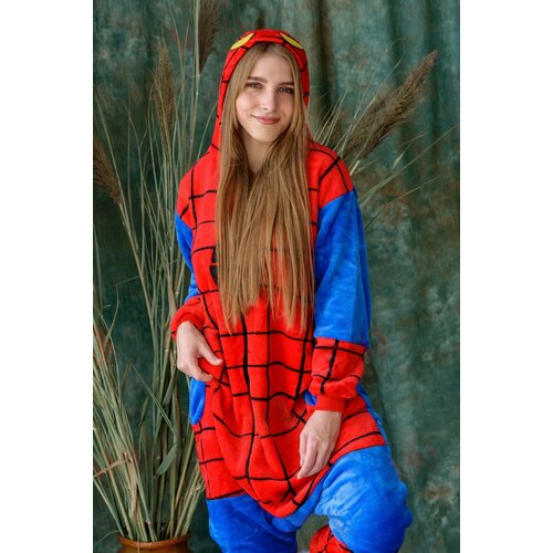 Кигуруми Человек-паук , размер 175-185, красный, синий