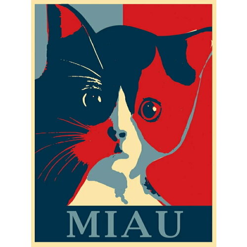 Плакат, постер на бумаге Cat/Кот/MIAU/искусство/арт/абстракция/творчество. Размер 21 на 30 см