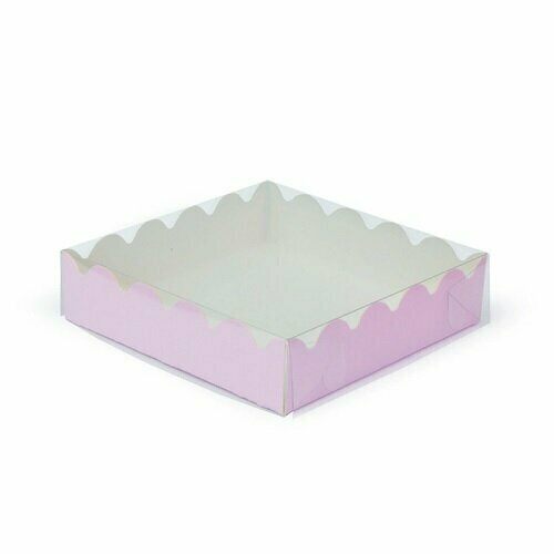 Набор коробок для пряников/конфет с прозрачной крышкой Волна 15х15х3 см (светло-розовая), 5 шт.
