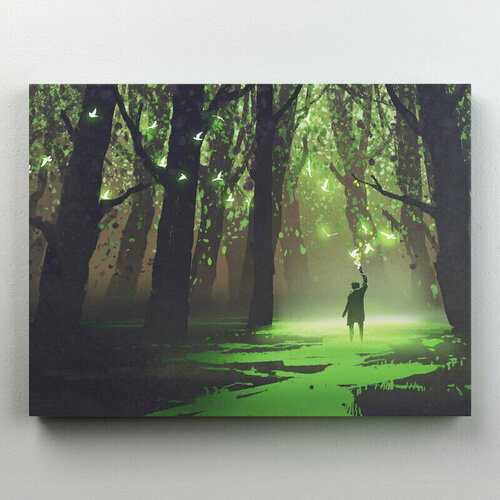 Интерьерная картина на холсте "Волшебник в лесу колдует" размер 60x45 см