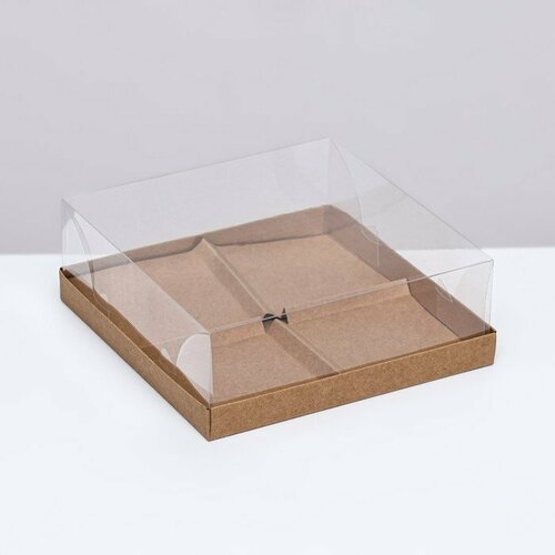 Коробка для муссовых пирожных 4 штуки, 17x17x6 Крафт (комплект из 20 шт)