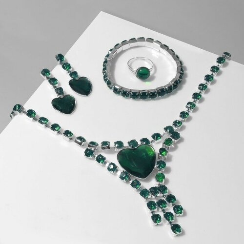 Комплект бижутерии ТероПром: кольцо, акрил, зеленый
