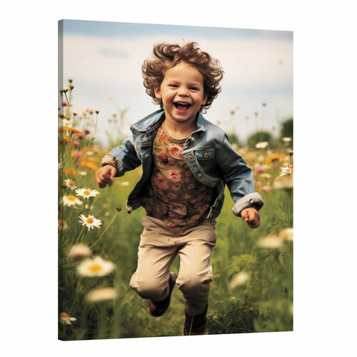 Интерьерная картина 50х70 "Мальчик и его мир: картина для вдохновения"