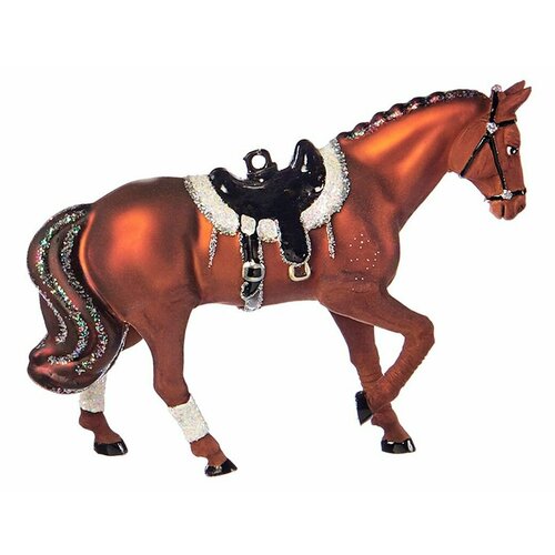 Стеклянная елочная игрушка верный конь гнедой, 13 см, подвеска, Goodwill YA92410-2