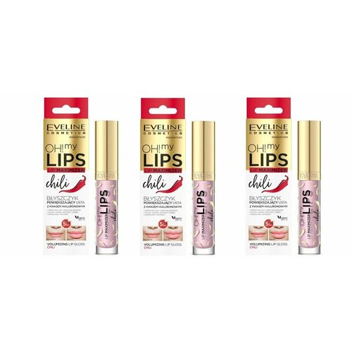 Блеск для увеличения объёма губ Eveline Чили Oh! My Lips – Lip Maximizer, 4,5мл, 3 шт.