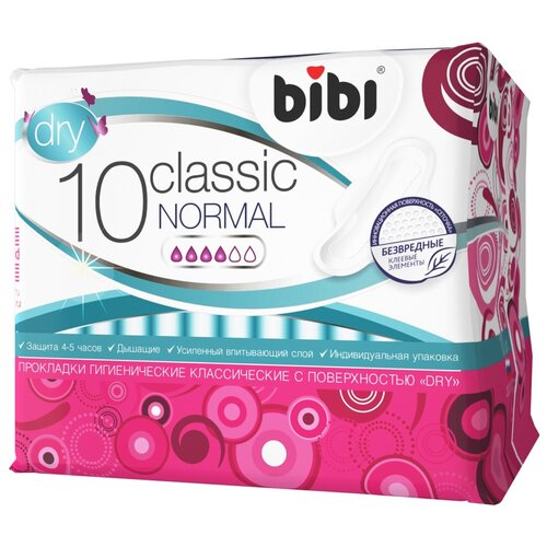 Bibi прокладки Classic Normal Dry, 4 капли, 10 шт.