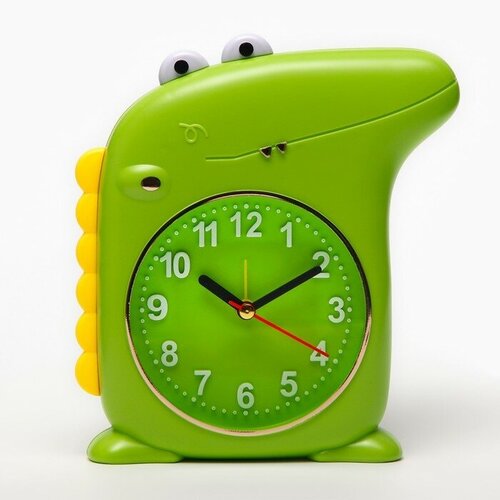 Часы - будильник настольные "Крокодил" детские, дискретный ход, d-9 см, 12 х 15 см, АА