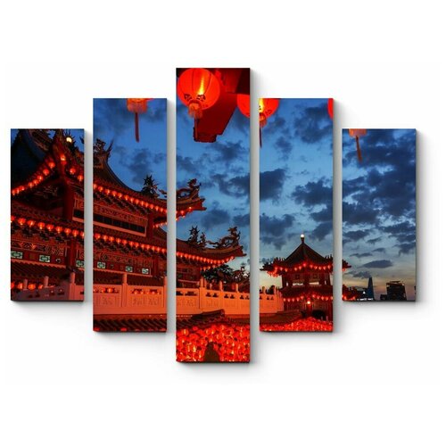 Модульная картина Храм Тянь Хоу в сумерках125x100