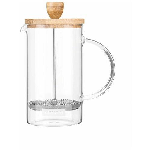 Френч пресс 350мл стекло, крышка дерево / чайник для заваривания чая / чайник заварочный стеклянный / френч пресс для кофе / кофейник с прессом