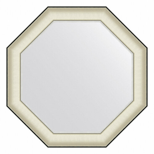 Зеркало настенное Octagon EVOFORM в багетной раме белая кожа с хромом, 69х69 см, для гостиной, прихожей, кабинета, спальни и ванной комнаты, BY 7447