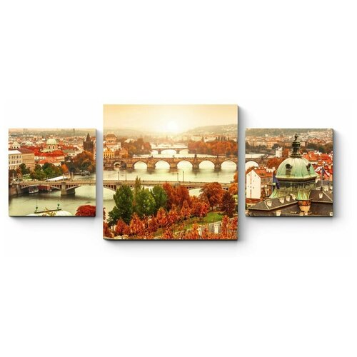 Модульная картина Прекрасные мосты осенней Праги 130x56
