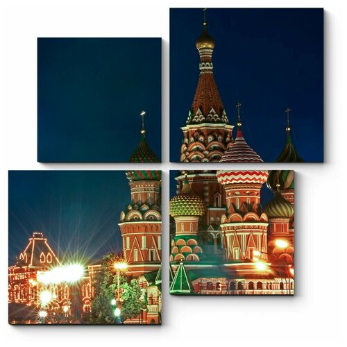 Модульная картина Красная площадь ночью90x90