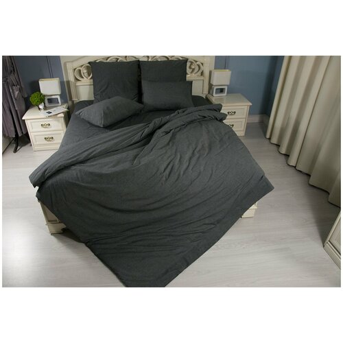 Комплект постельного белья GREY - вареный хлопок 2-х спальный с простыней на резинке 160х200