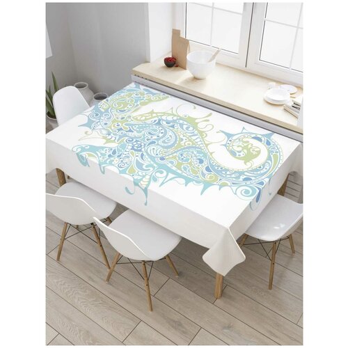 Скатерть прямоугольная JoyArty на кухонный стол "Призрачный морской конек" из оксфорда, 180x145 см