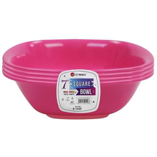 Набор пластиковых тарелок глубокие, цвет розовый, 18 см, 4 шт